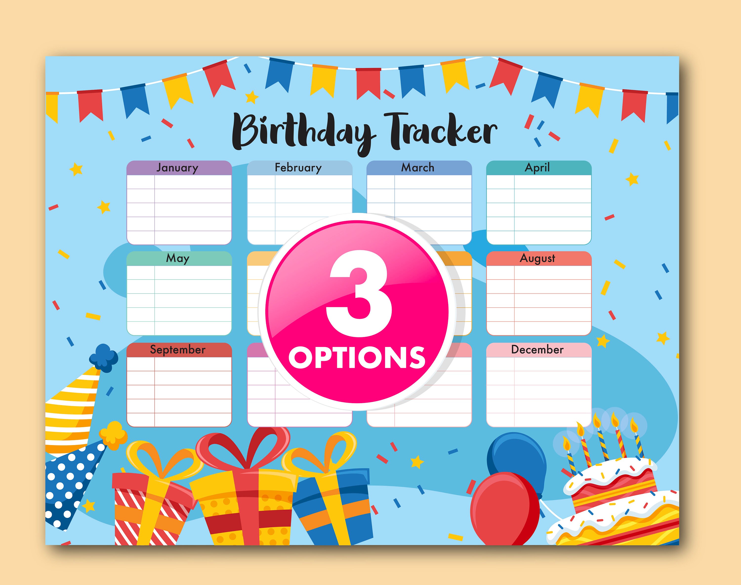 Birthday Tracker Form for Daycare and Preschool | Printable Birthday ...