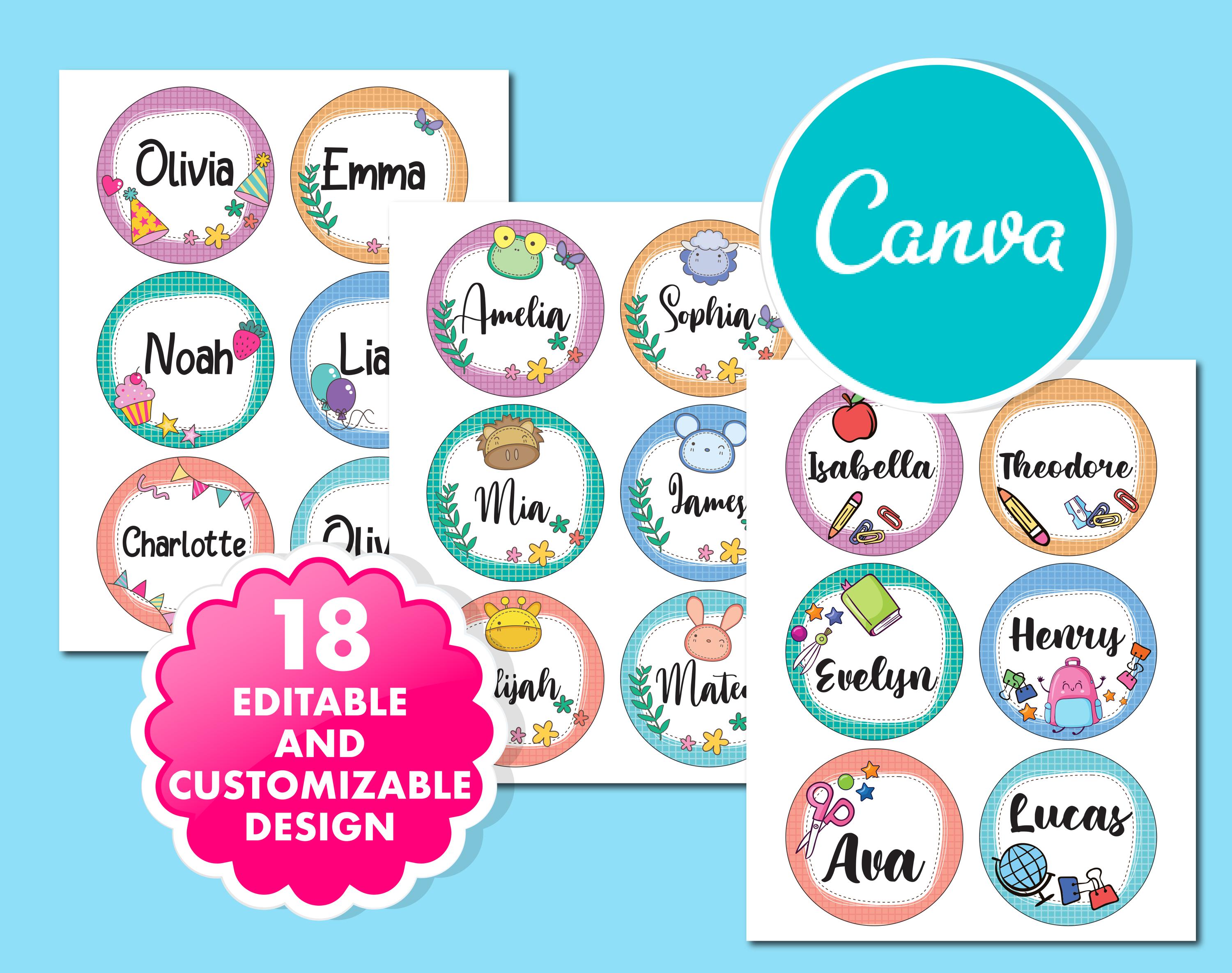 Customizable Kids Name Tags, Classroom Decor (canva Editable, Digital ...