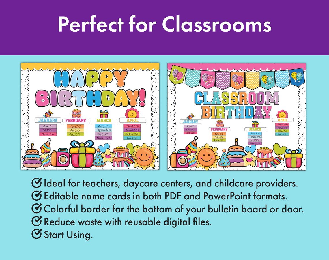 Birthday Bulletin Board Kit | Classroom Birthday Decor | Preschool ...