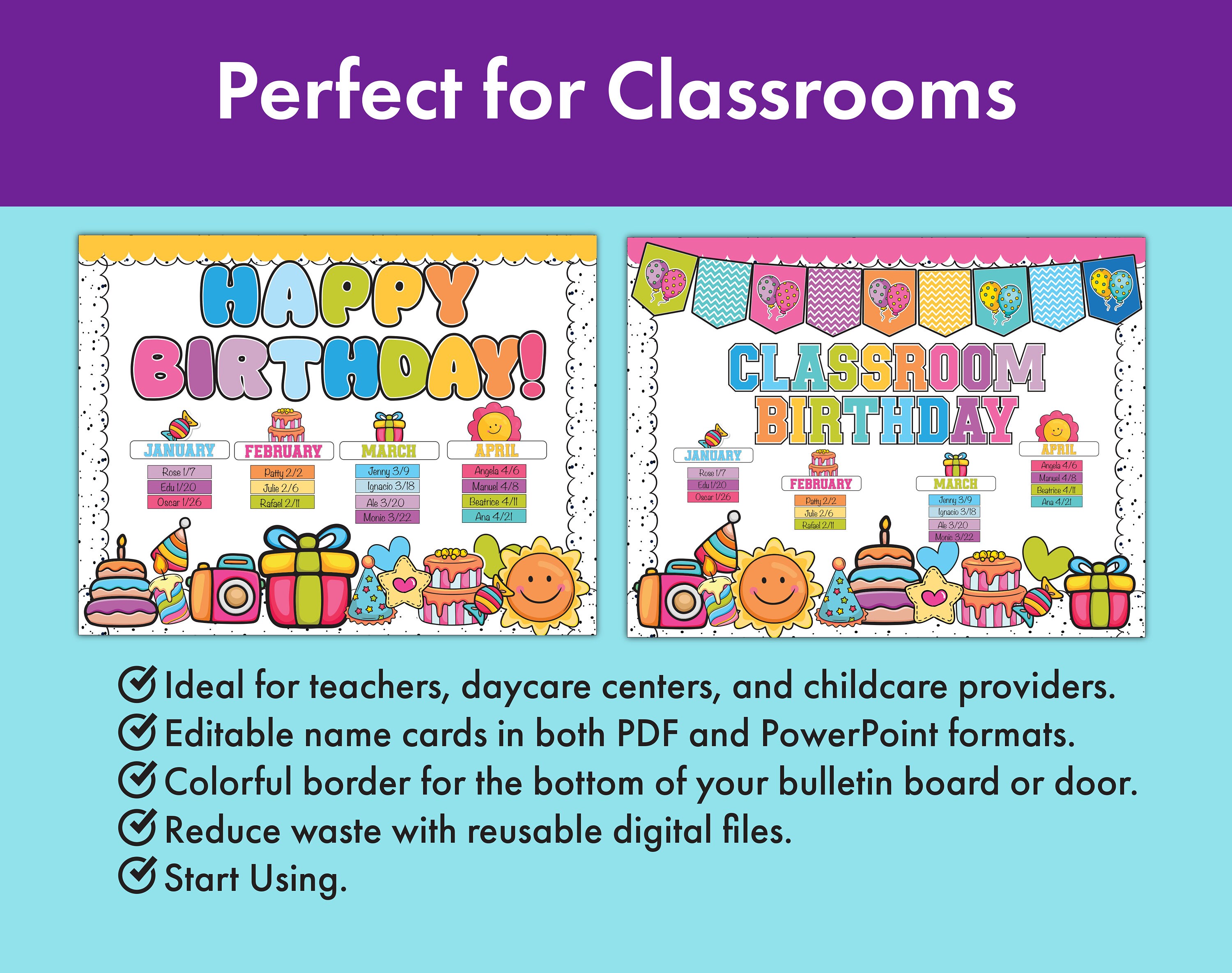 Birthday Bulletin Board Kit | Classroom Birthday Decor | Preschool ...