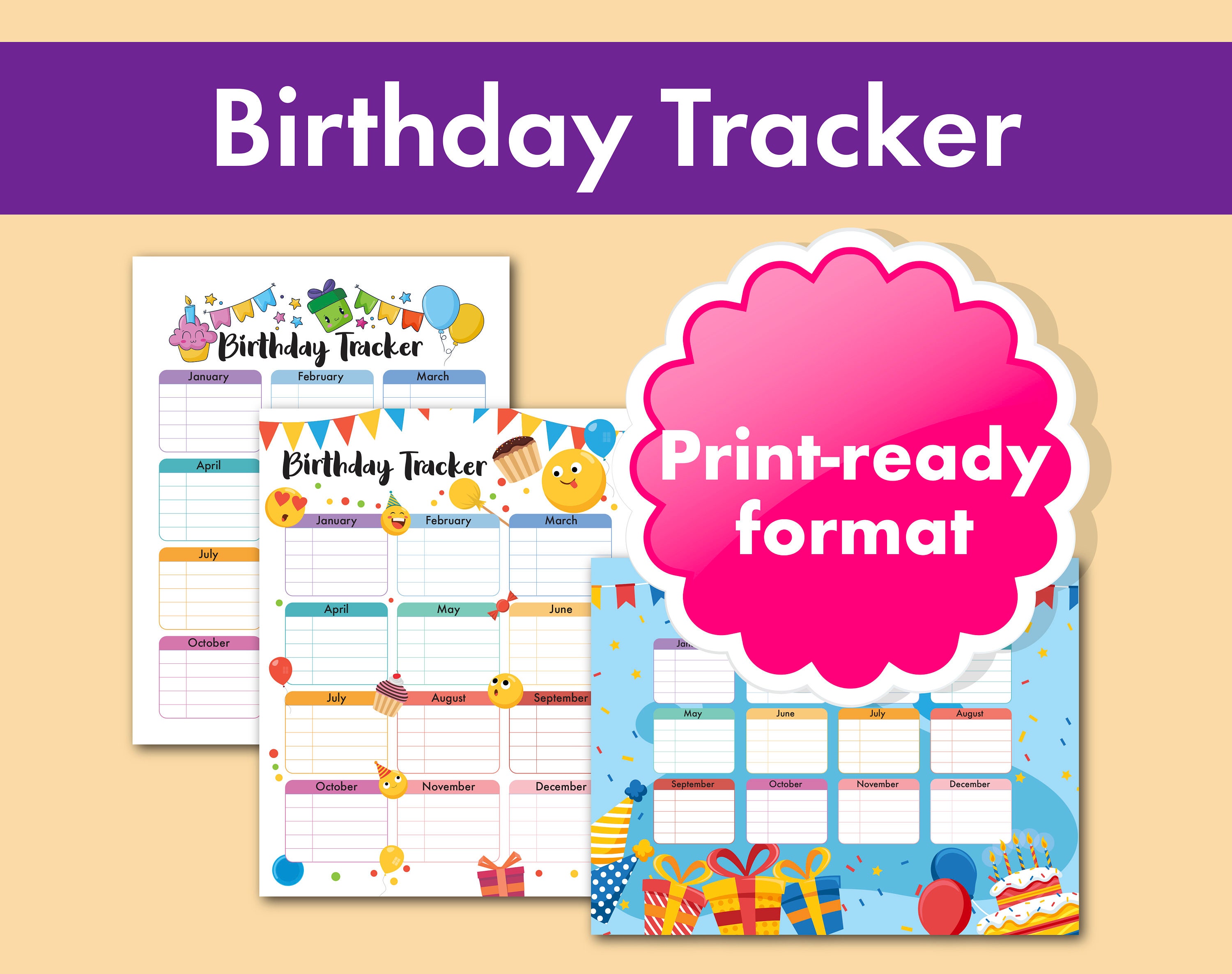 Birthday Tracker Form for Daycare and Preschool | Printable Birthday ...
