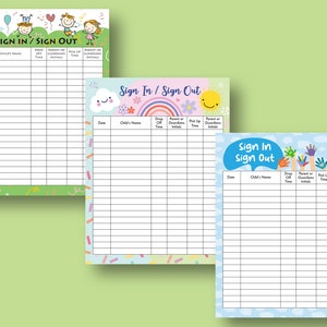 Year Round Daycare Sign in and Out Forms - Stay Organized With Style ...