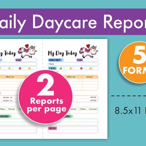 Daily Report Form for Infants, Toddlers, Preschool Childcare, Daycare ...