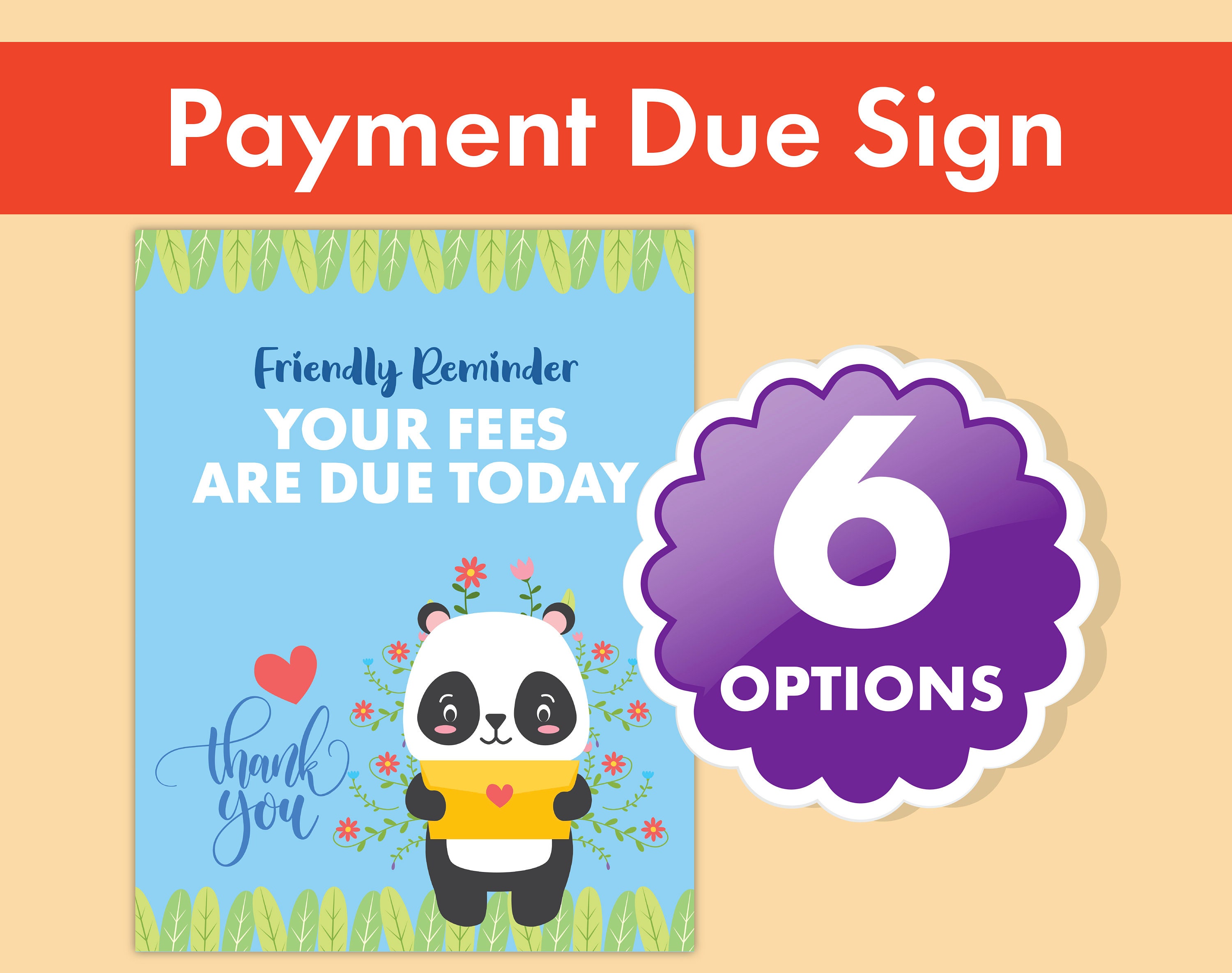 Payment Due Sign Poster for Childcare | Daycare Payment Reminder ...