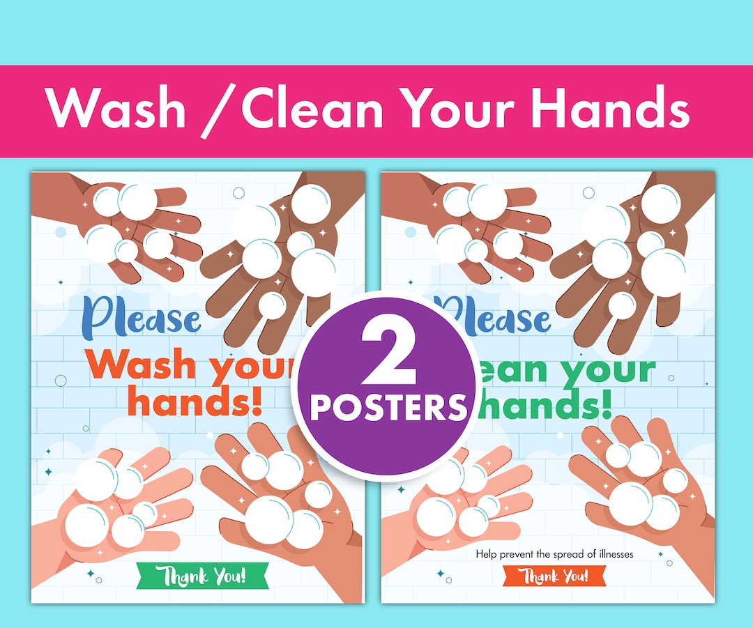 Child Care Hygiene Poster: Printable 'WASH YOUR HANDS' Art - Perfect ...