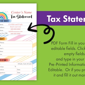 Year-end Tax Statement Receipt Form Tuition Receipt Template for ...