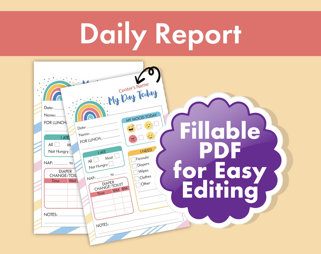 Daily Report Form for Daycare Ideal for Nanny, Childcare Providers, and ...