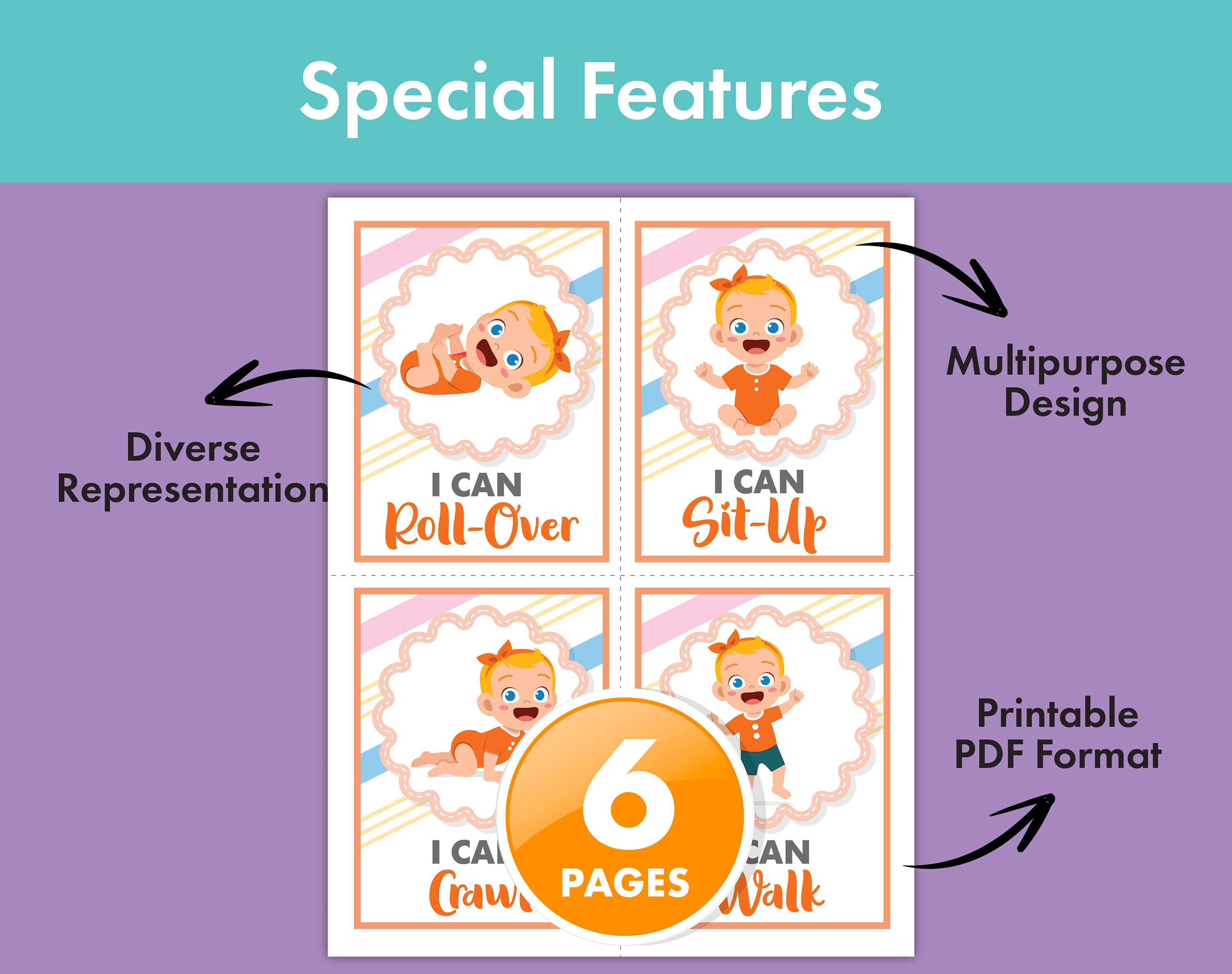 I Can Roll Over Developmental Sign - Nursery Milestone Display ...