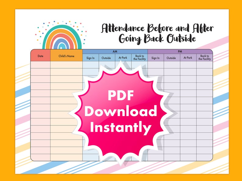 Childcare Attendance Sign-in and Sign-out Forms - Home Daycare ...