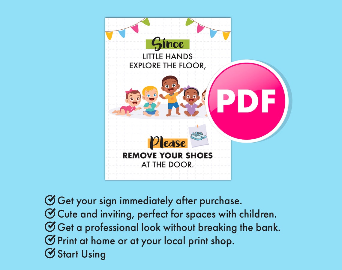 Please Remove Shoes Digital Download | Perfect for Home, Daycare ...