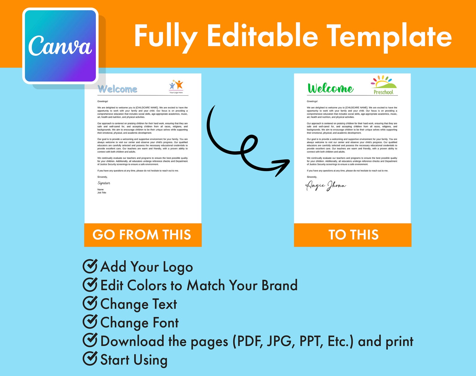 Daycare Contract Template - Ideal for Preschools, Childcare Businesses ...