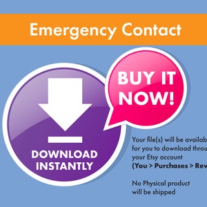 Emergency Contact Form for Daycares School Events - Etsy