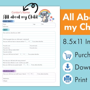 All About My Child Daycare Forms Get to Know My Child All - Etsy