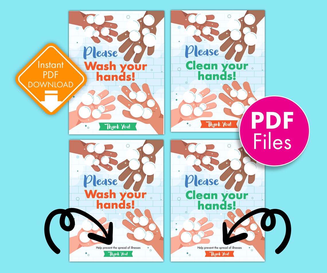 Child Care Hygiene Poster: Printable 'WASH YOUR HANDS' Art - Perfect ...