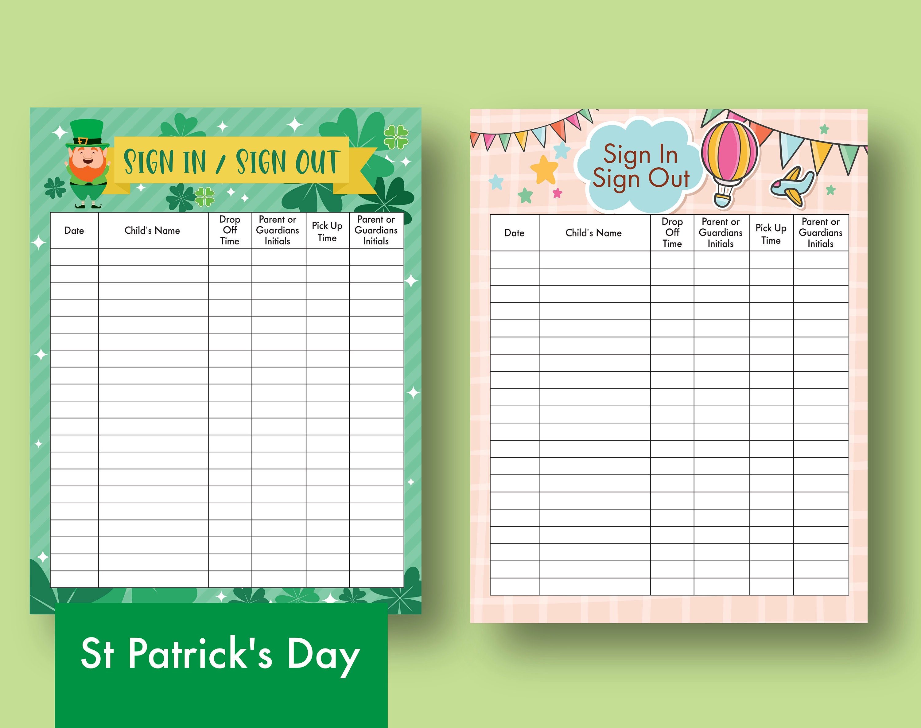 Year Round Daycare Sign in and Out Forms - Stay Organized With Style ...