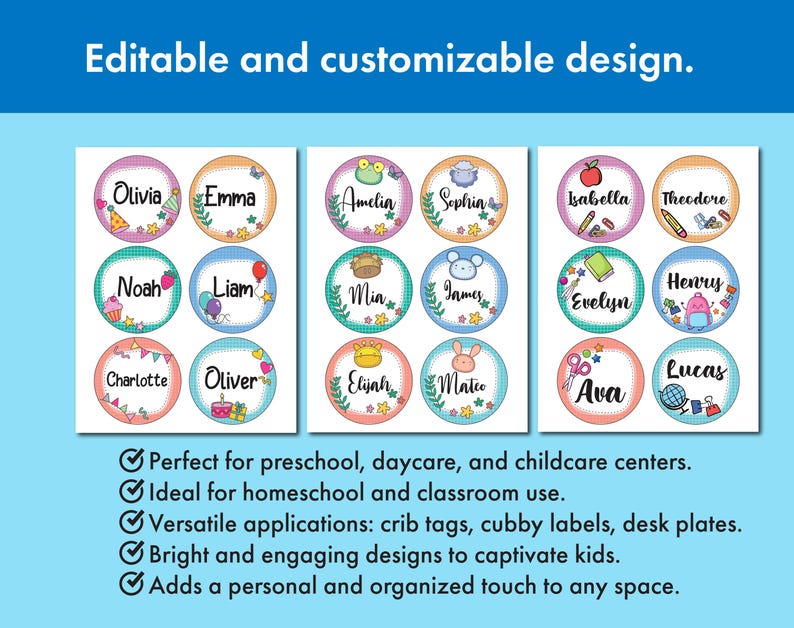 Customizable Name Tags for Preschool, Daycare, Childcare Center ...