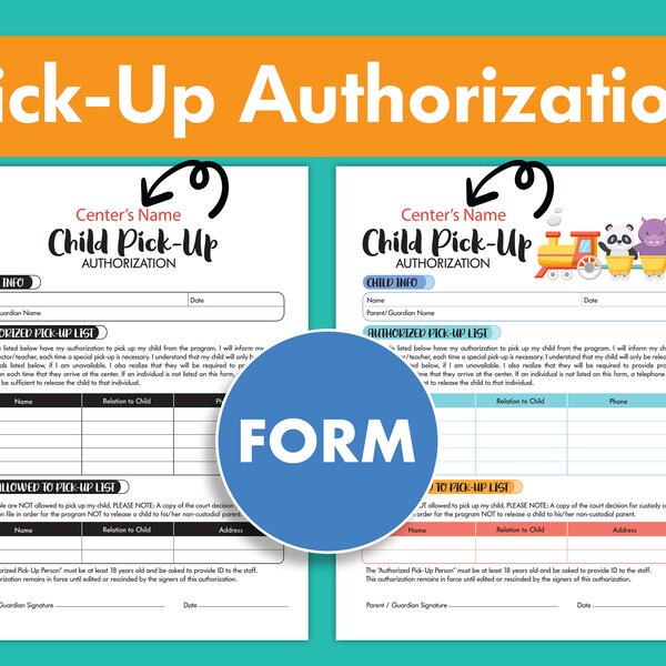 Daycare Pick up Forms - Etsy