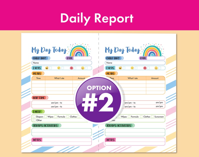 Daily Report Form for Daycare - Ideal for Nanny, Childcare Providers ...