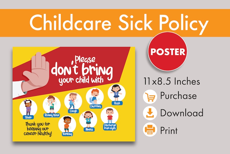 Daycare Sick Policy Poster for Childcare and Daycare - Etsy