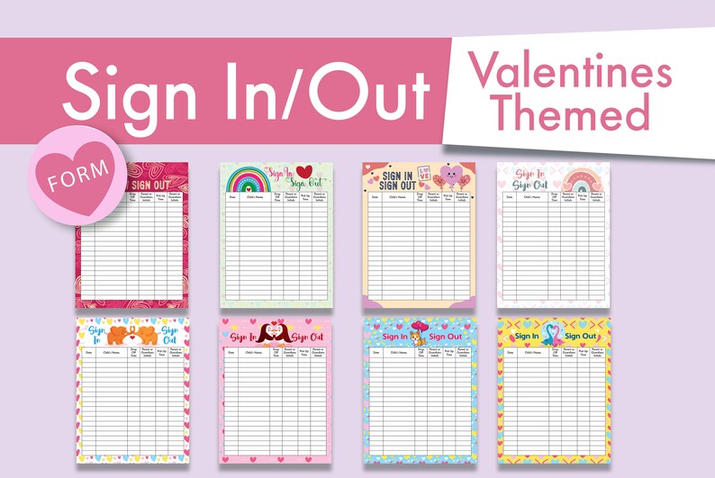 Sign in and Out Form for Daycare, Form, Preschool, Childcare, Home ...