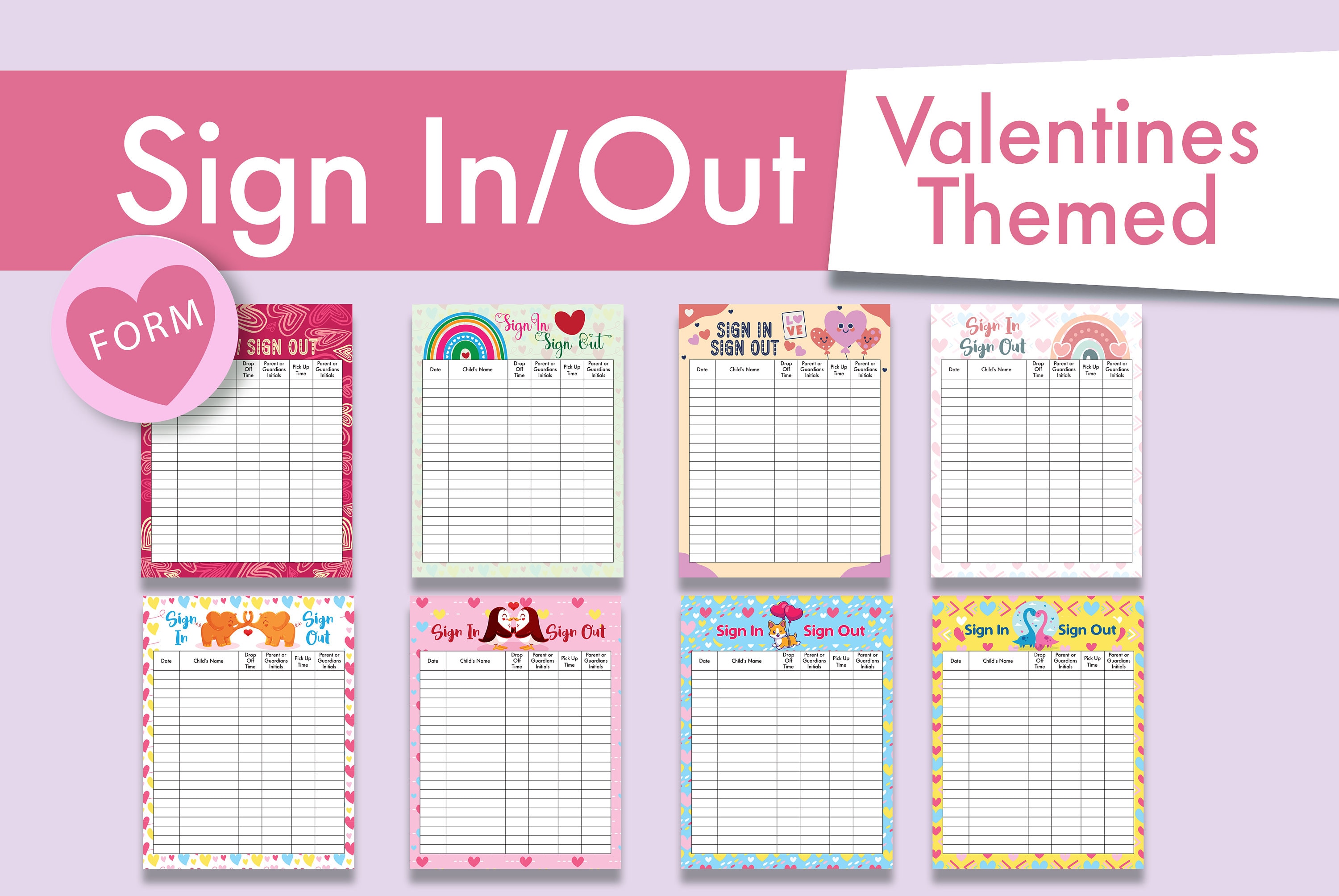 Sign in and Out Form for Daycare, Form, Preschool, Childcare, Home ...