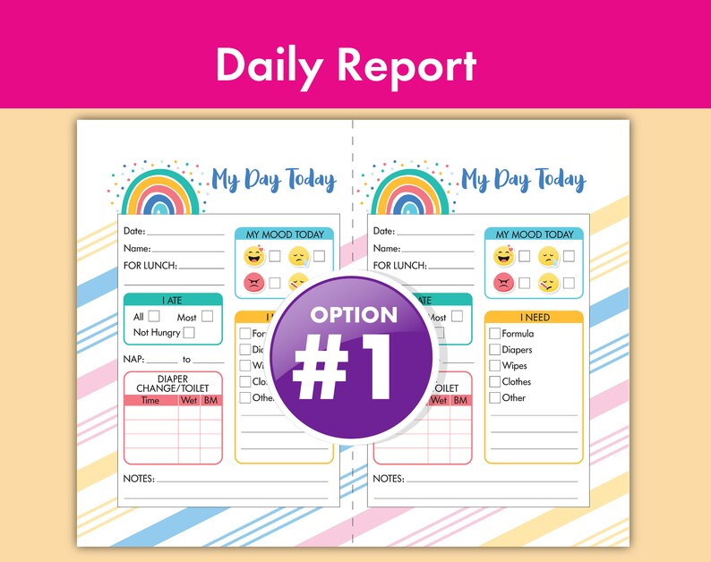 Daily Report Form for Daycare - Ideal for Nanny, Childcare Providers ...