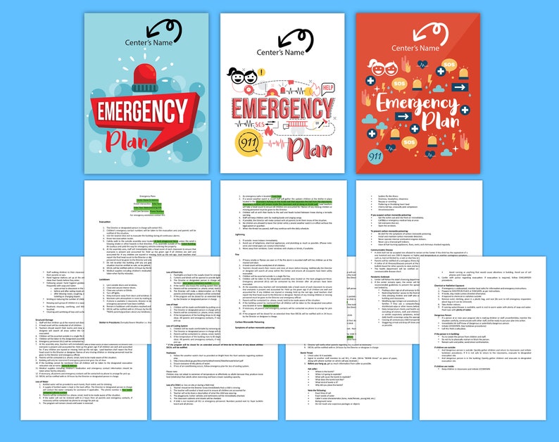 Daycare Emergency Plans - Printable Forms - Daycare, Childcare ...