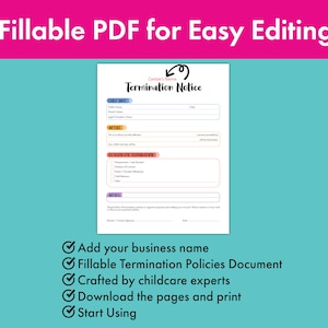 Daycare Termination Notice - Termination Letter for Parents - Childcare ...