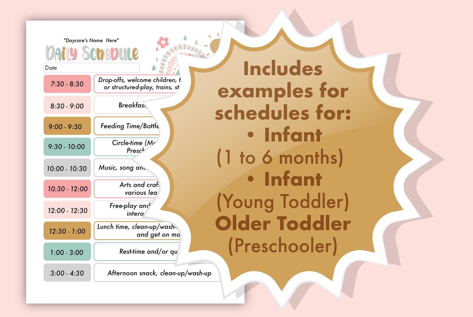 Customizable Daily Schedule Template: Organize Your Daycare, Nanny or ...