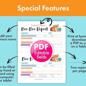 Daycare Boo Boo Report Form - Incident Report Form - Ouch Report Form ...