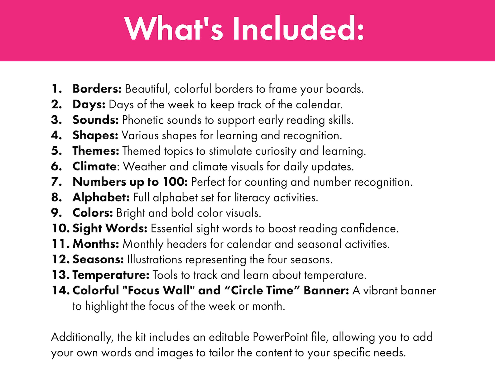 Colorful Focus Wall | Circle Time Board | Bulletin Board Kit ...