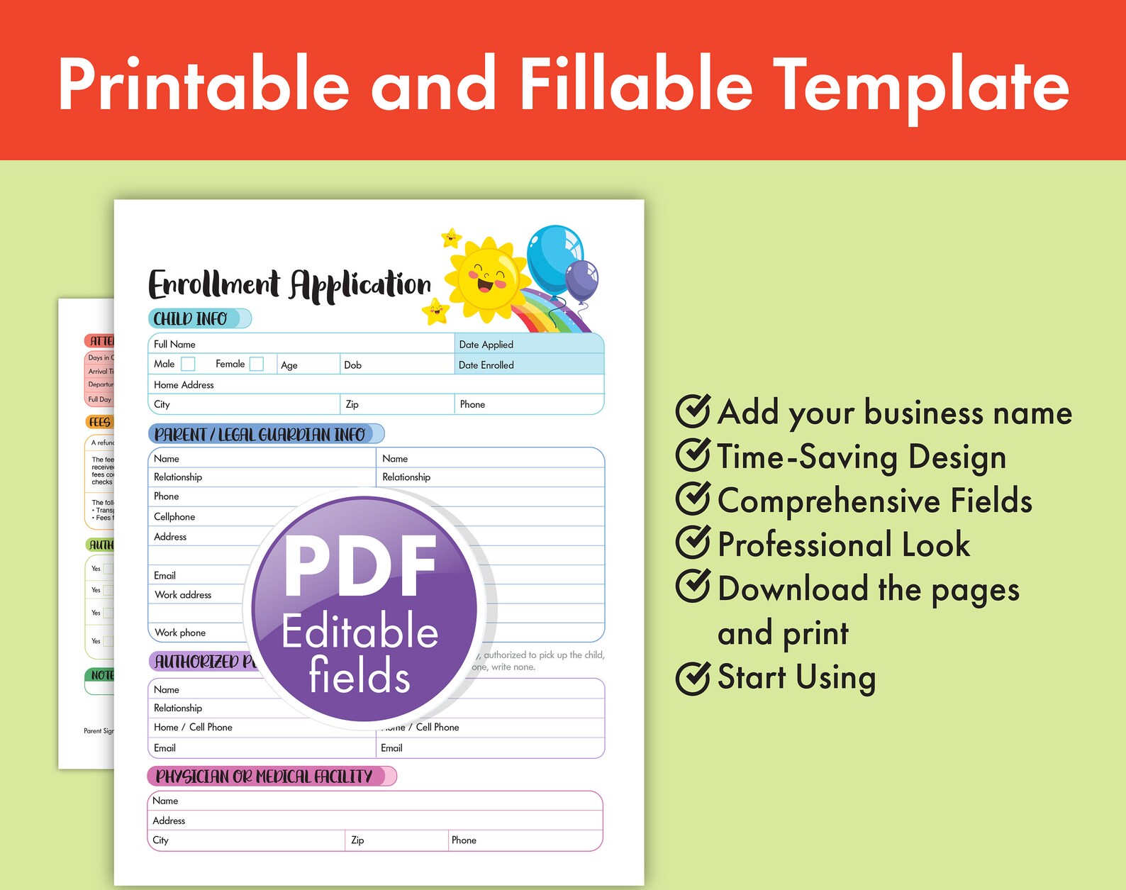 Simplified Enrollment Application Form - Streamline Your Daycare ...