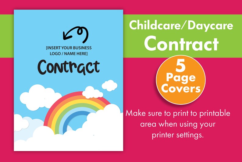 Childcare Daycare Contract Fully Editable Enrollment - Etsy