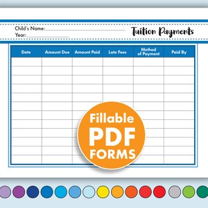 Tuition Payment Fillable. 20 Colorful Included. Fillable PDF - Etsy