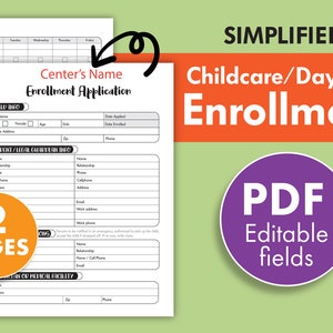 Simplified Enrollment Application Form Ideal for Daycare - Etsy