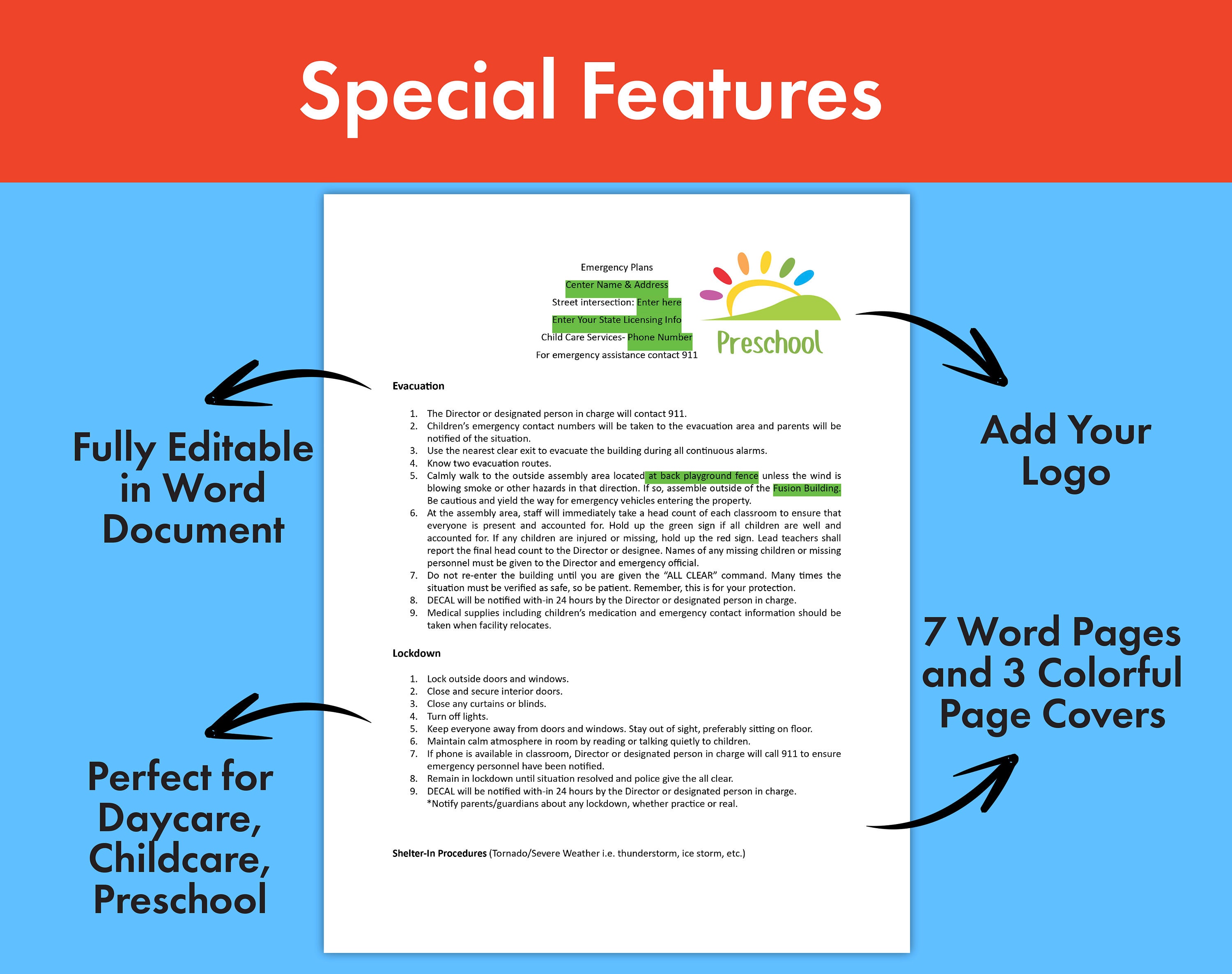 Daycare Emergency Plans - Printable Forms - Daycare, Childcare ...