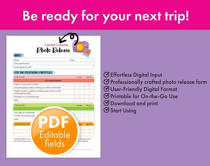 Childcare Photo Release Form - Daycare, Preschool, In-home Providers ...