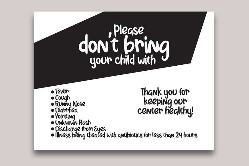 Daycare Sick Policy Poster for Childcare and Daycare - Etsy Australia Daycare Sick Policy Poster for Childcare and Daycare - Etsy Australia