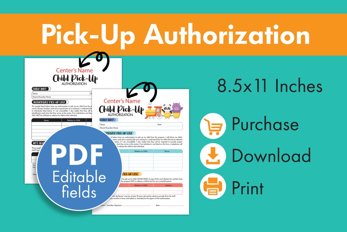 Child Pick-up Form Authorized Pick-up Perfect for Daycare - Etsy