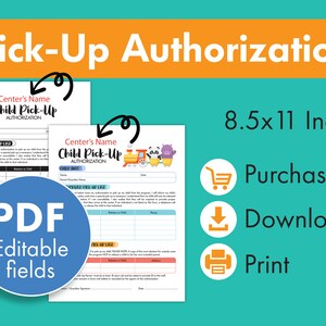 Efficient Child Pick-up Authorization Form Daycare, Preschool, In-home ...