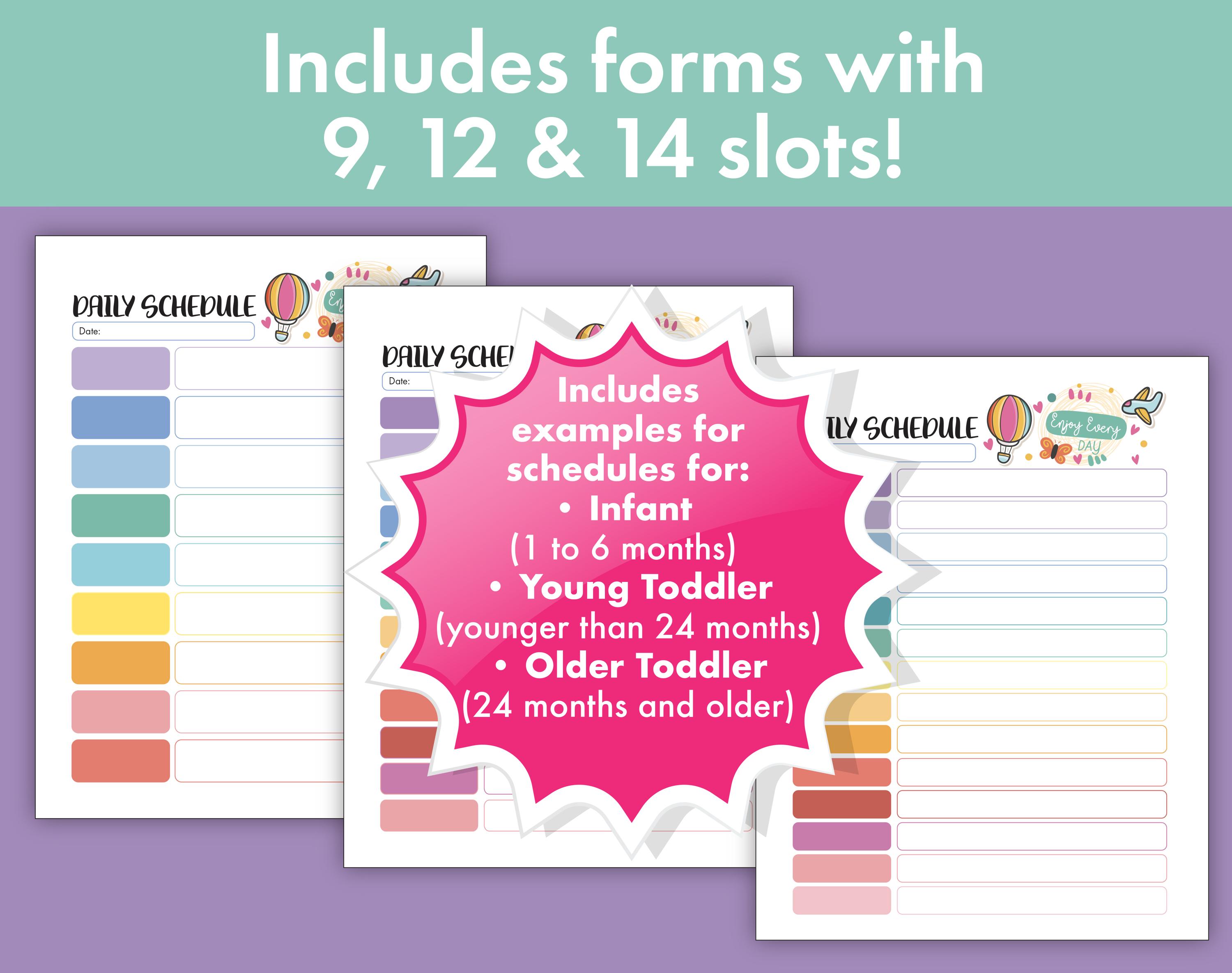 Editable Daily Daycare Schedule Template | Colorful Childcare Planner ...