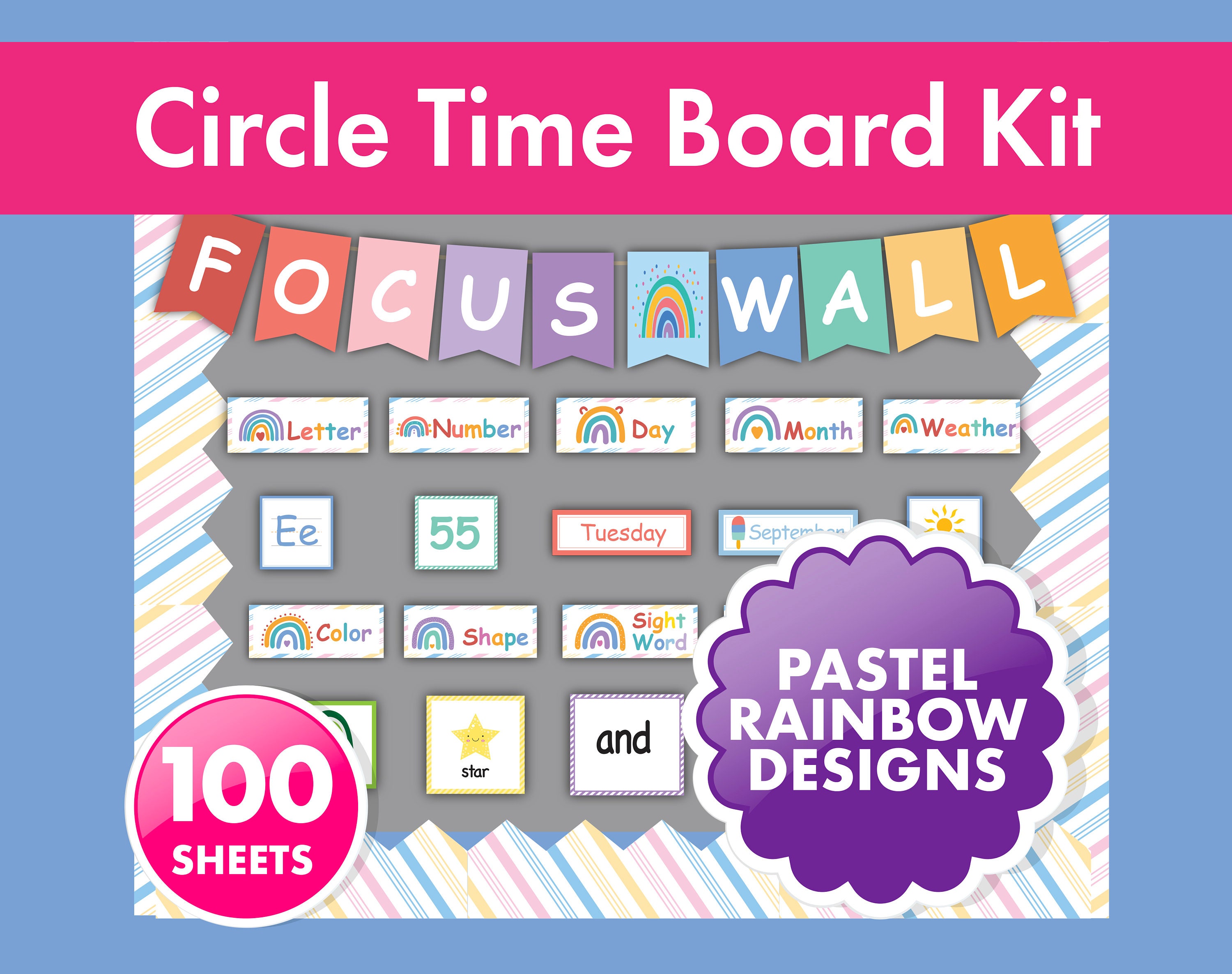 Rainbow Focus Wall | Circle Time Board | Bulletin Board Kit | Classroom ...