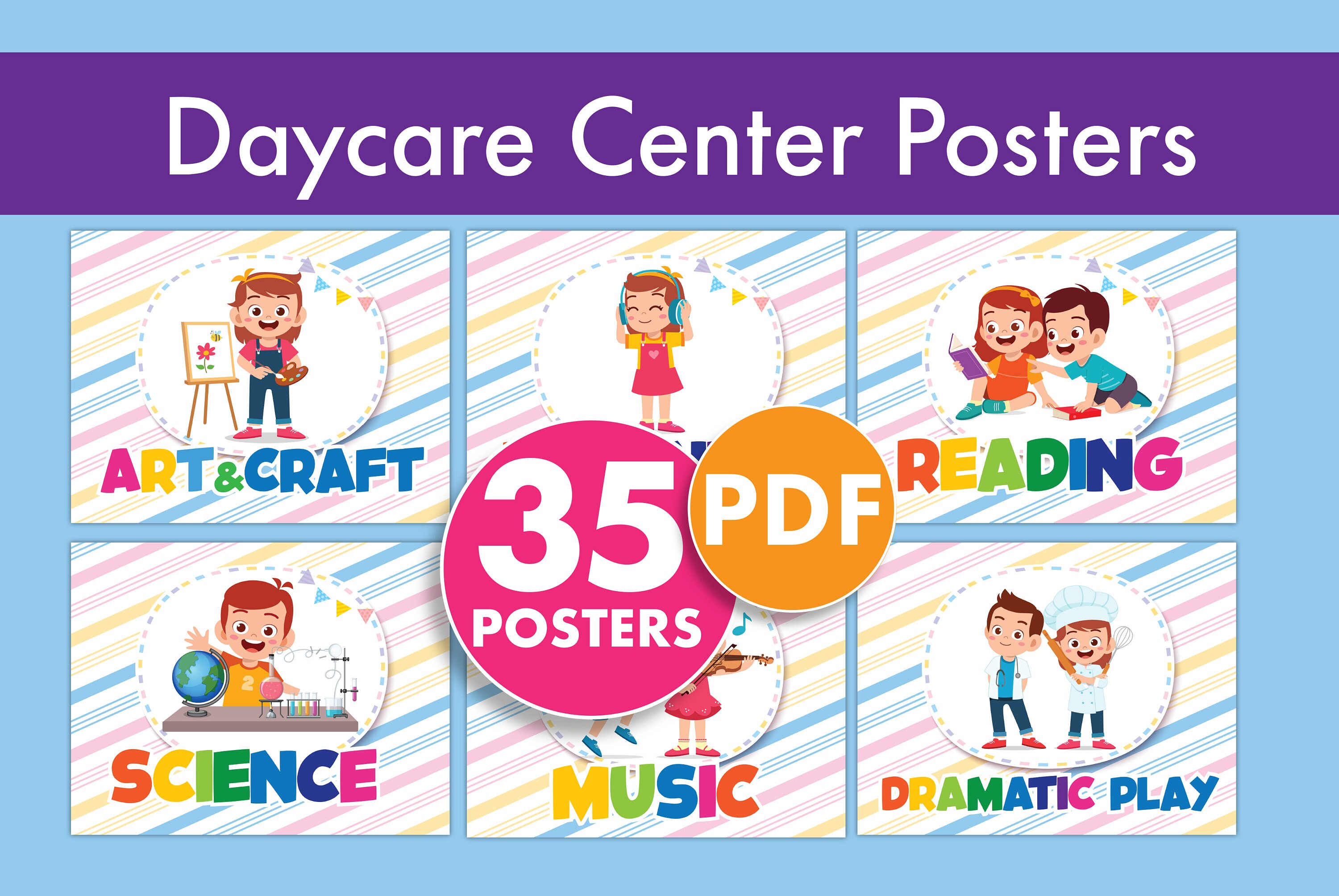 Complete Center Signs Set 35 PDF Printable Posters for Daycare ...