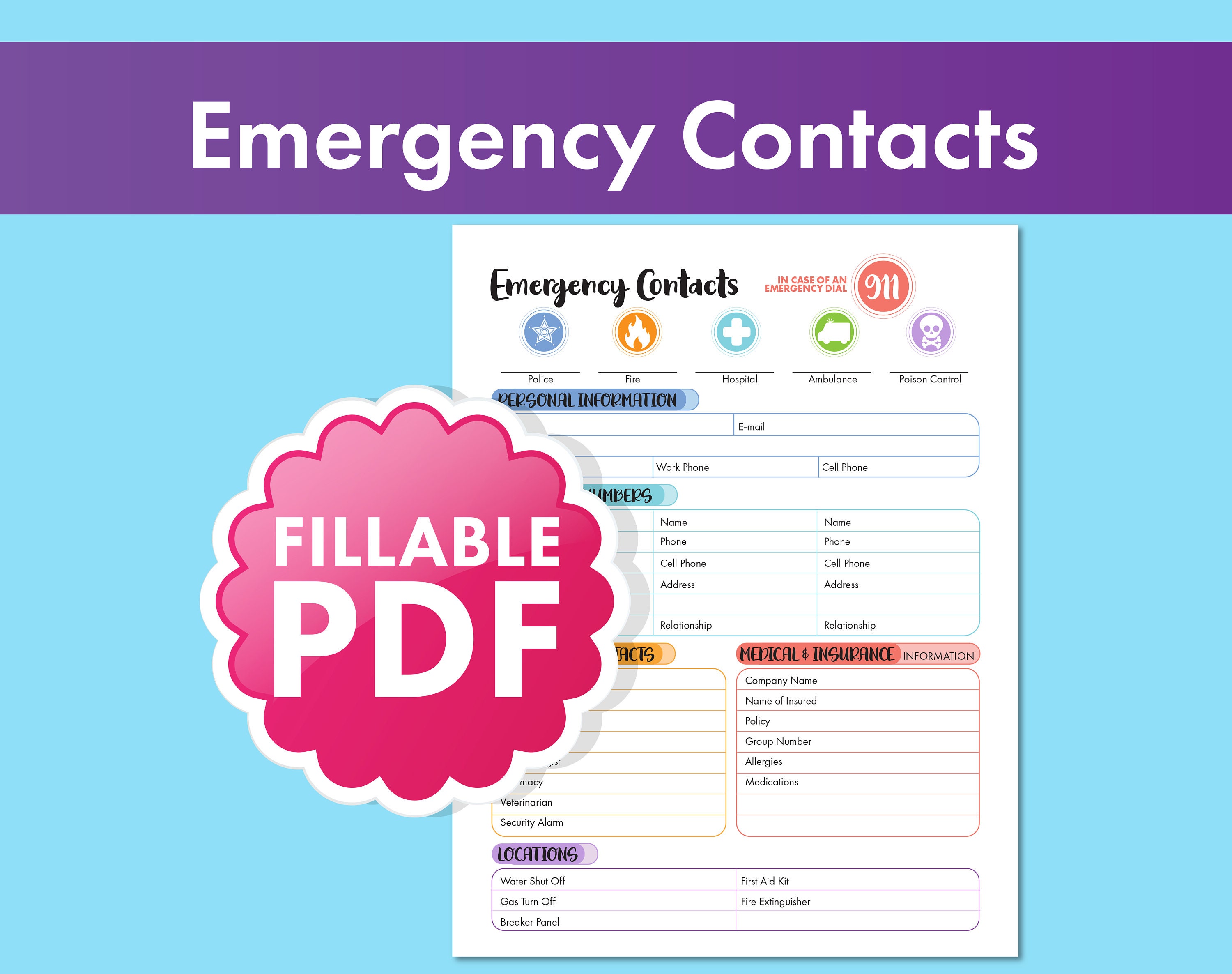 Emergency Contact Form - Essential for Childcare, Preschool, and ...