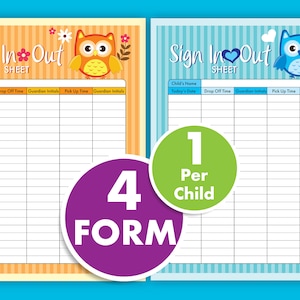 Sign in and Out Form for Daycare, School, Childcare, Home Daycare ...