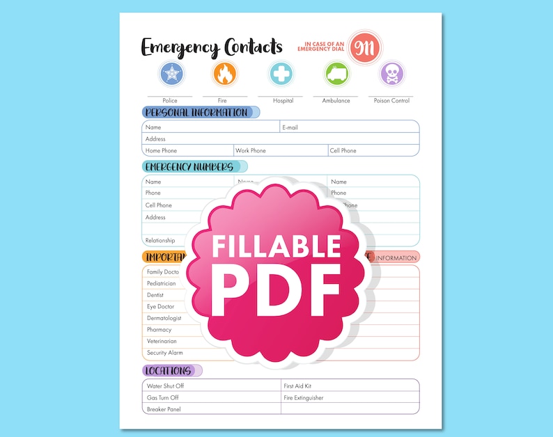 Emergency Contact Form - Essential for Childcare, Preschool, and ...