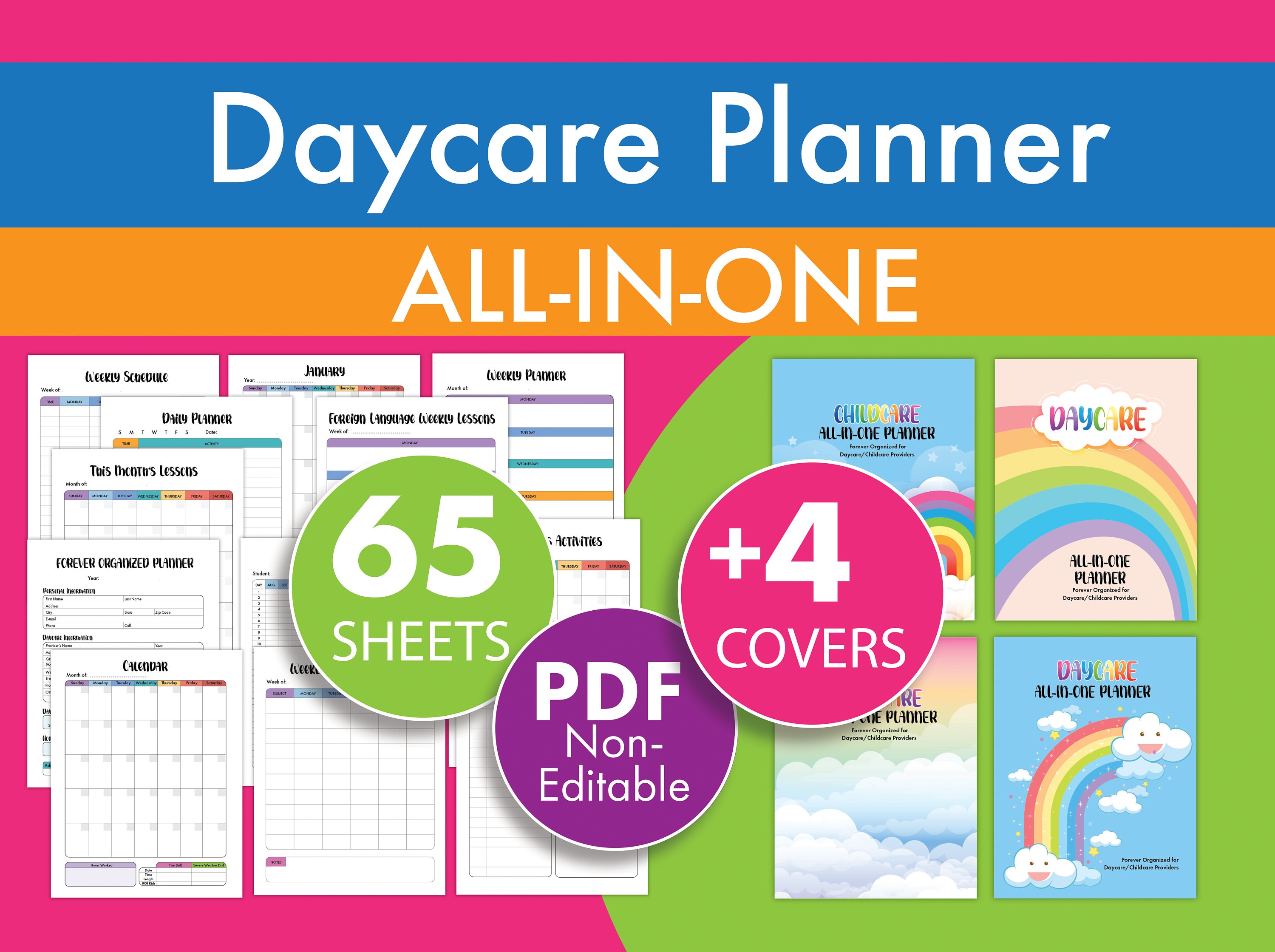 Planner for Daycare, Childcare, All in One, Forever Organized Planner ...