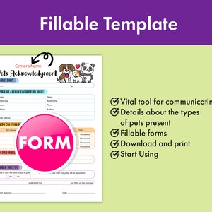 Pet Friendly on Premises Form - Complete Your Daycare Setup With Our ...