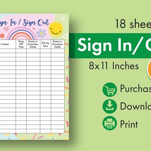 Year-round Daycare Sign in and Out Forms Stay Organized With - Etsy