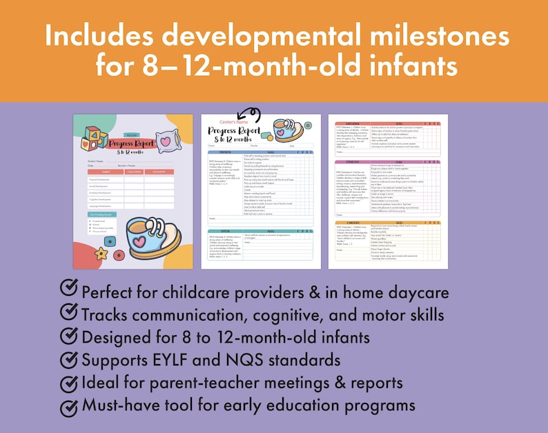 8–12 Month Infant Progress Report | EYLF/NQS Aligned Fillable PDF ...